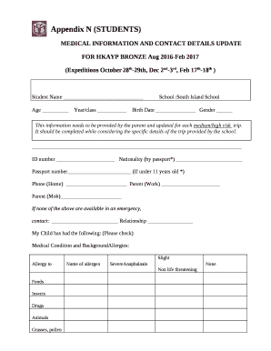 Appendix N (STUDENTS) template Doc Template | pdfFiller