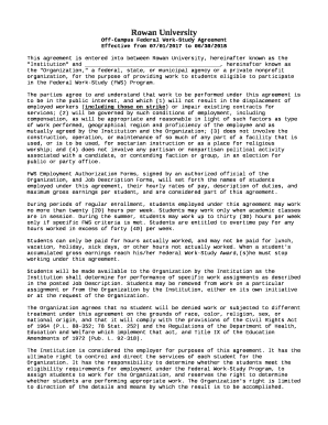 Off-Campus Federal Work-Study Agreement Doc Template | pdfFiller