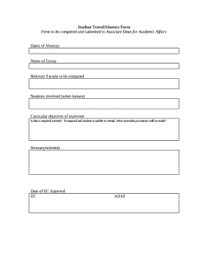 Student Travel/Absence Doc Template | pdfFiller