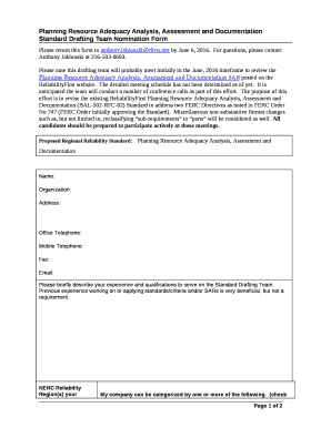 Planning Resource Adequacy Analysis, Assessment and Documentation Standard Drafting Team ...