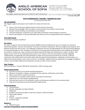 Fillable Online IB DP COORDINATOR / TEACHER FRAMING the ROLE Fax Email ...