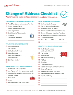 Fillable Online on the move change of address checklist Fax Email Print ...