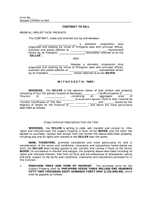 Sample Contract to Sell template Doc Template | pdfFiller