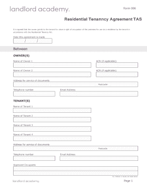 Fillable Online Residential Tenanncy Agreement TAS Fax Email Print ...