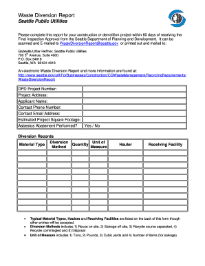 Fillable Online Waste Diversion Report Fax Email Print - pdfFiller