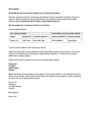 Fillable Online We kindly ask you to send your invoices to us as ...