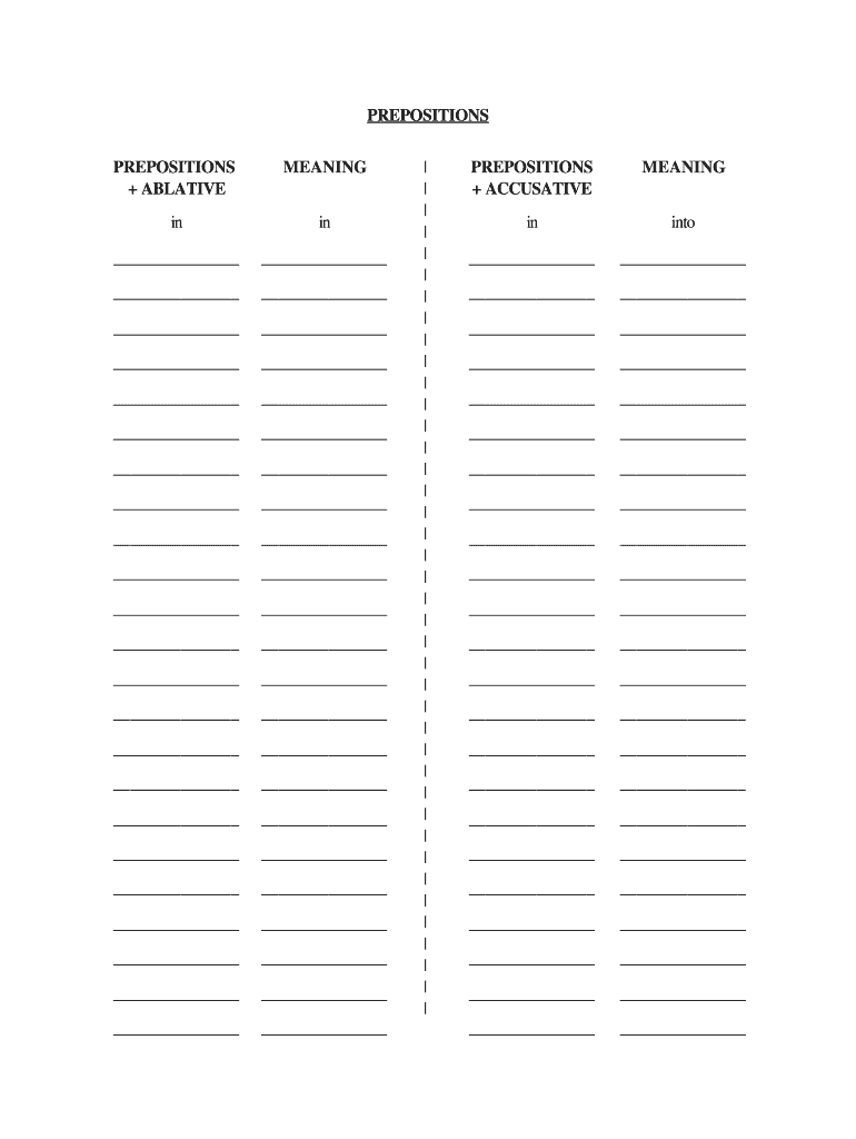 Fillable Online Latin Prepositions - The Latin Dictionary Fax Email ...