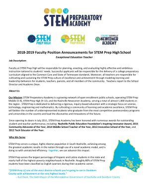 Fillable Online 2018-2019 Faculty Position Announcements for STEM Prep ...