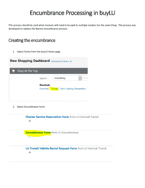Fillable Online Encumbrance Processing in buyLU Fax Email Print - pdfFiller