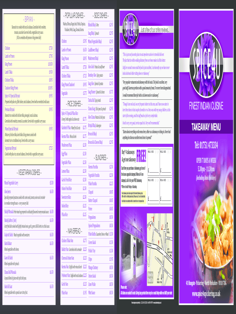 Fillable Online POPULAR DISHES Fax Email Print - pdfFiller