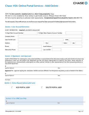 Fillable Online Chase HSA Online Portal Services - Add/Delete Fax Email ...