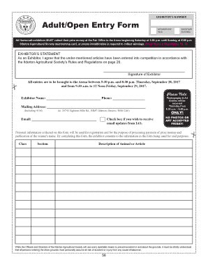 Fillable Online Adult/Open Entry Form Fax Email Print - pdfFiller