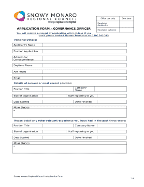 APPLICATION GOVERNANCE OFFICER Doc Template | pdfFiller
