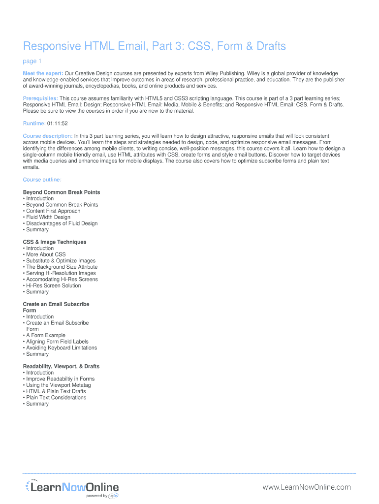 Fillable Online Responsive HTML Email, Part 3: CSS, Form & Drafts Fax Email Print - pdfFiller