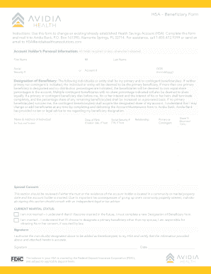 Fillable Online HSA - Beneficiary Form Fax Email Print - pdfFiller