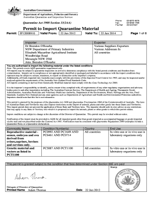 Fillable Online Permit to Import Quarantine Material Fax Email Print ...