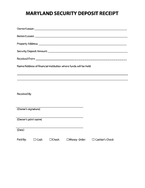 Fillable Online MARYLAND SECURITY DEPOSIT RECEIPT Fax Email Print ...