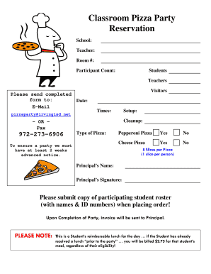 Fillable Online Classroom Pizza Party Fax Email Print - pdfFiller
