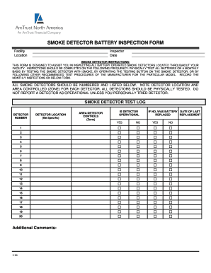 Fillable Online SMOKE DETECTOR BATTERY INSPECTION FORM Fax Email Print ...