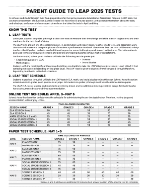 Fillable Online PARENT GUIDE TO LEAP 2025 tests Fax Email Print - pdfFiller