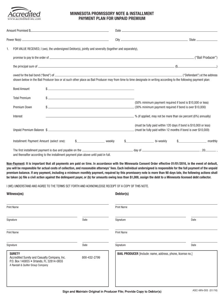 Fillable Online MINNESOTA PROMISSORY NOTE & INSTALLMENT Fax Email Print ...