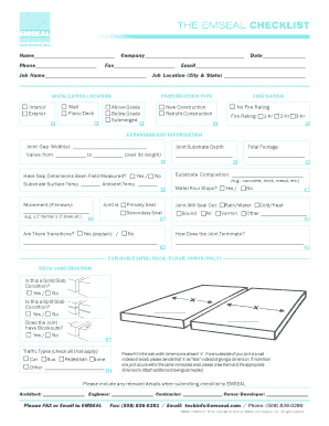 Emseal Checklist - Fill Online, Printable, Fillable, Blank | pdfFiller