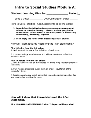 Intro to Social Studies Module A: Doc Template | pdfFiller