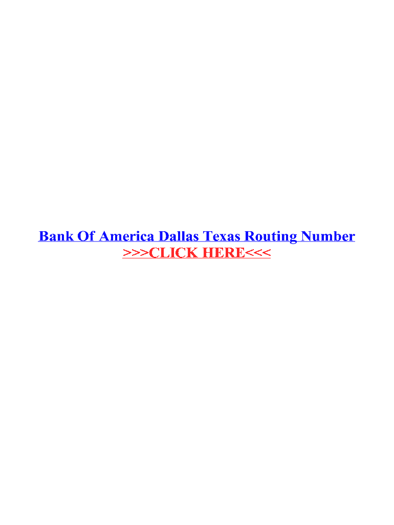 Fillable Online Bank Of America Dallas Texas Routing Fax Email Print ...