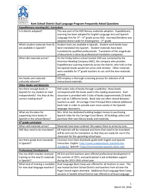 Fillable Online Kent School District Dual Language Program Frequently ...