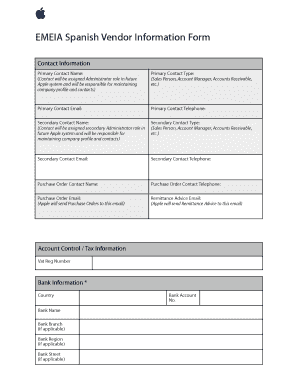 Fillable Online EMEIA Spanish Vendor Information Form Fax Email Print ...