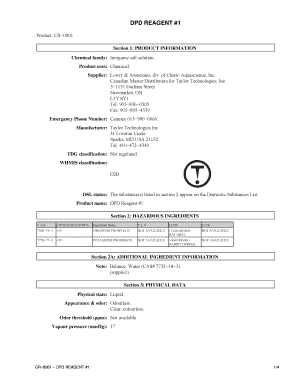 Fillable Online DPD REAGENT #1 Fax Email Print - pdfFiller