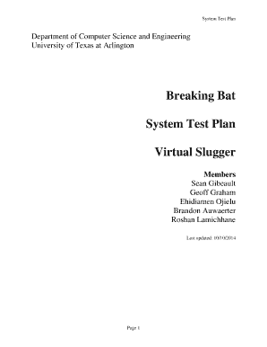 Fillable Online ranger uta System Test Plan Fax Email Print - pdfFiller