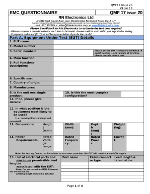 EMC QUESTIONNAIRE Doc Template | pdfFiller