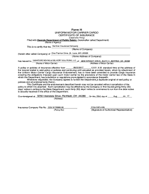 Fillable Online UNIFORM MOTOR CARRIER CARGO Fax Email Print - pdfFiller