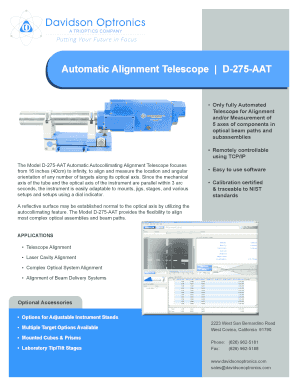 Fillable Online Automatic Alignment Telescope D-275-AAT Fax Email Print ...