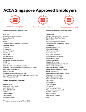 Fillable Online ACCA Singapore Approved Employers Fax Email Print ...