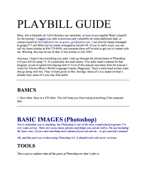 Fillable Online PLAYBILL GUIDE Fax Email Print - pdfFiller