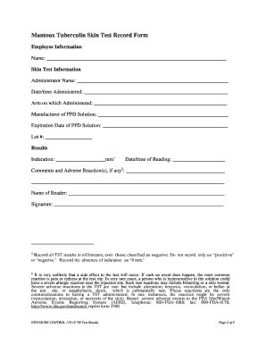 Fillable Online Skin Test Information Fax Email Print - pdfFiller