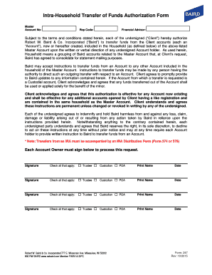 Fillable Online Intra-Household Transfer of Funds Authorization Form ...