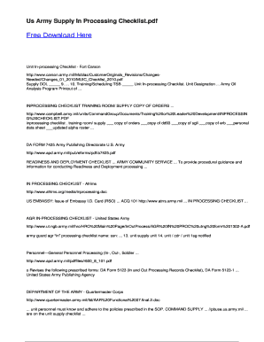 Fillable Online Us Army Supply In Processing Checklist Fax Email Print ...