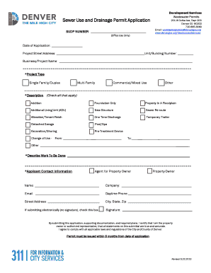 Fillable Online Sewer Use and Drainage Permit Application Fax Email ...