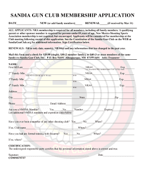 Fillable Online SANDIA GUN CLUB MEMBERSHIP APPLICATION Fax Email Print ...