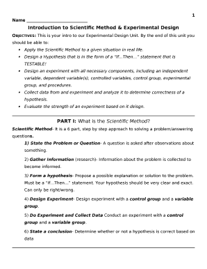 Introduction to Scientific Method & Experimental Design Doc Template ...