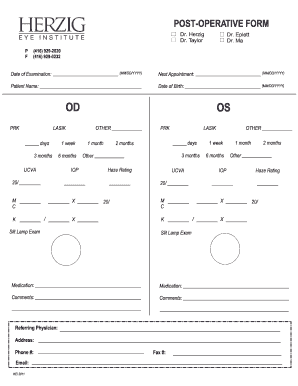 Fillable Online POST-OPERATIVE FORM Fax Email Print - pdfFiller
