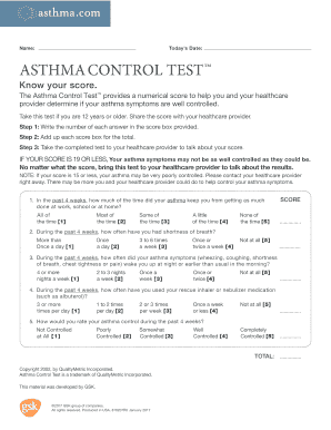 Fillable Online ASTHMA CONTROL TEST Fax Email Print - pdfFiller