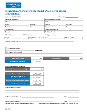 Fillable Online Inspection and maintenance report of registered air gap ...
