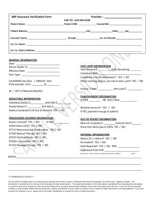 Fillable Online ABP Insurance Verification Form Fax Email Print - pdfFiller