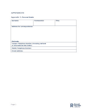 Appendix 1: Personal Details Doc Template | pdfFiller