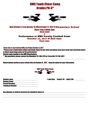 Fillable Online HMS Youth Cheer Camp Fax Email Print - pdfFiller