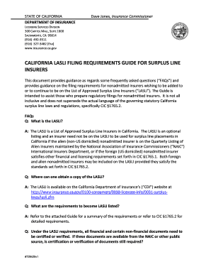 Fillable Online CALIFORNIA LASLI FILING REQUIREMENTS GUIDE FOR SURPLUS ...